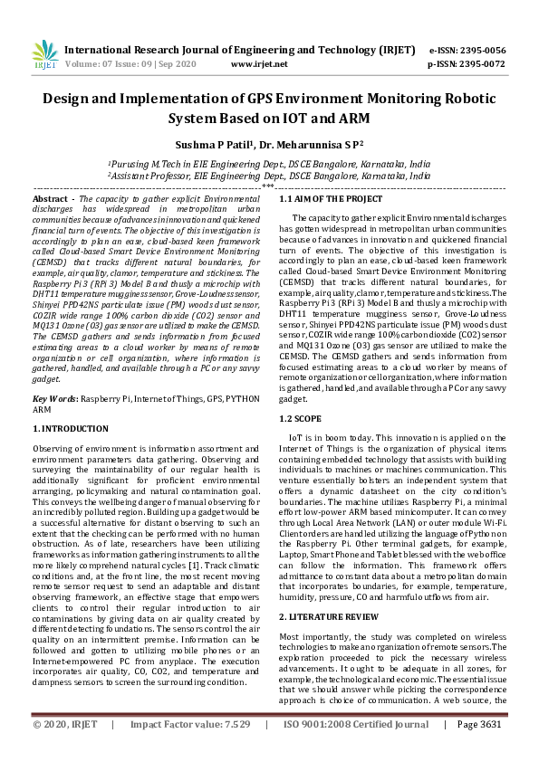 (PDF) IRJET- Design and Implementation of GPS Environment Monitoring ...