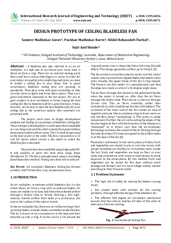 (PDF) IRJET- DESIGN PROTOTYPE OF CEILING BLADELESS FAN