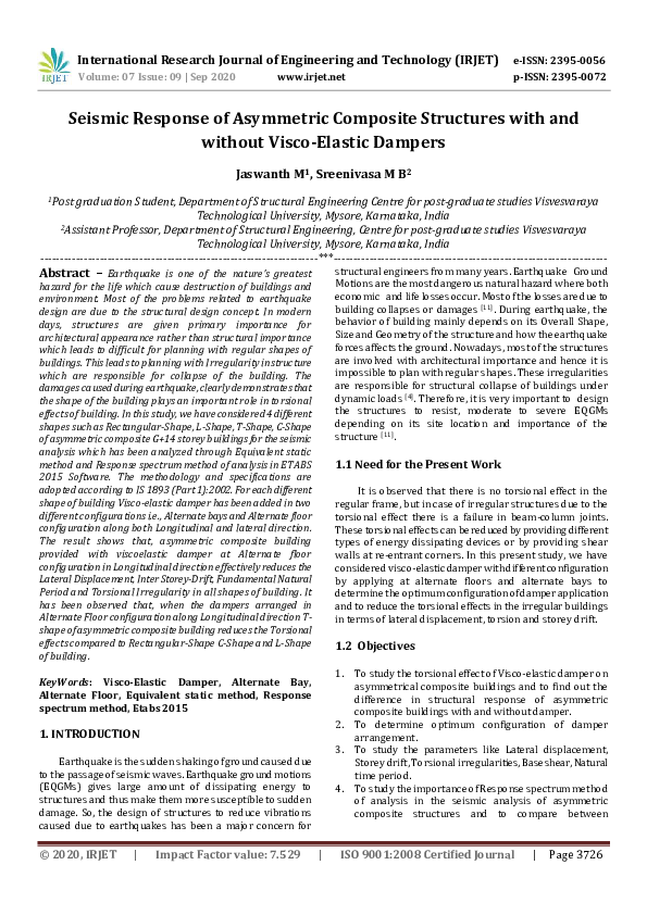 (PDF) IRJET- Seismic Response of Asymmetric Composite Structures with and without Visco-Elastic ...