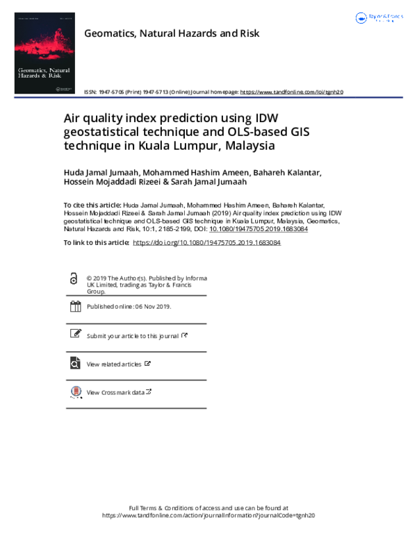 Pdf Air Quality Index Prediction Using Idw Geostatistical Technique And Ols Based Gis 