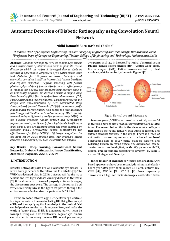 (PDF) IRJET- Automatic Detection of Diabetic Retinopathy using Convolution Neural Network