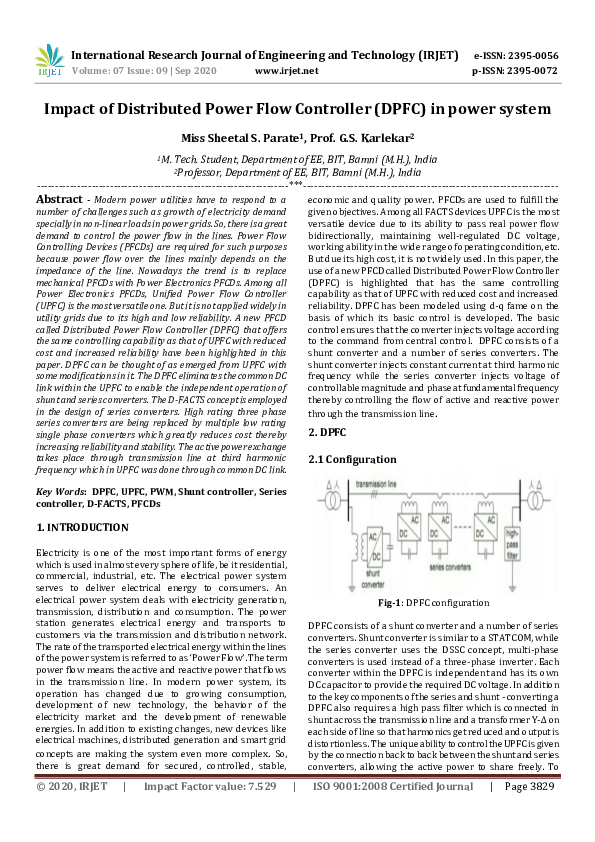 (PDF) IRJET- Impact of Distributed Power Flow Controller (DPFC) in ... (PDF) IRJET- Impact of Distributed Power Flow Controller (DPFC) in ...