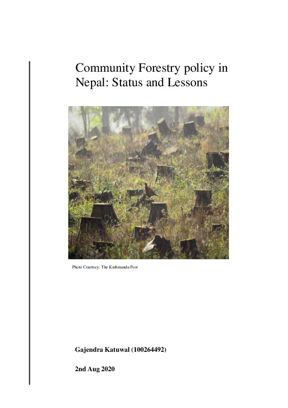 (PDF) Community Forestry policy in Nepal: Status and Lessons