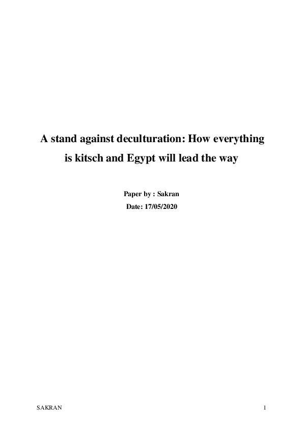 (PDF) A stand against deculturation: How everything is kitsch and Egypt ...