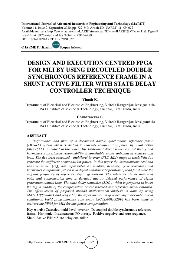 Pdf Design And Execution Centred Fpga For Mli By Using Decoupled Double Synchronous Reference