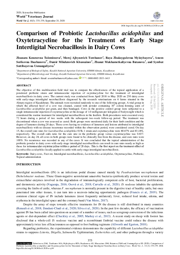 (PDF) Comparison of Probiotic Lactobacillus acidophilus and ...