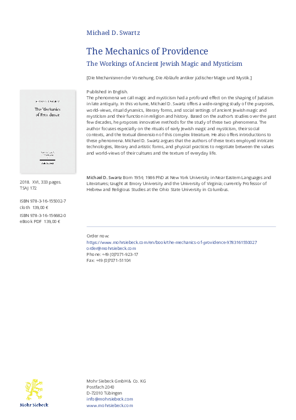(PDF) The Mechanics of Providence The Workings of Ancient Jewish Magic ...