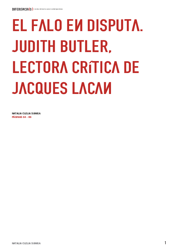 (PDF) El falo en disputa. Judith Butler, lectora crítica de Jacques Lacan