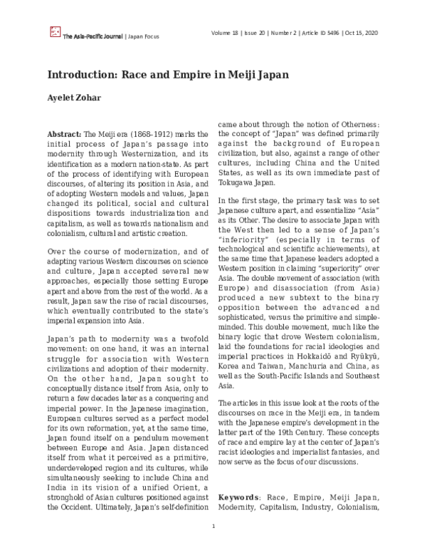 (PDF) Introduction: Race and Empire in Meiji Japan