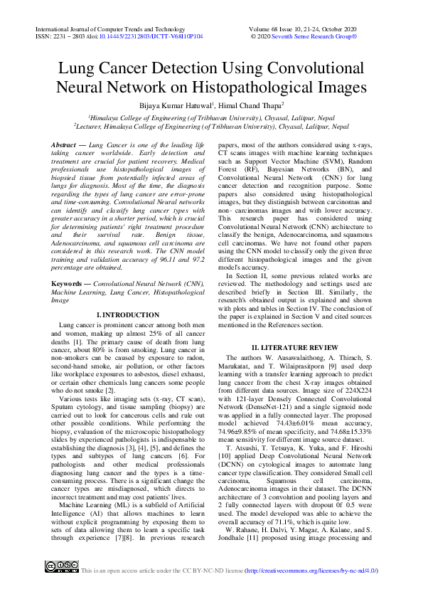 Pdf Lung Cancer Detection Using Convolutional Neural Network On
