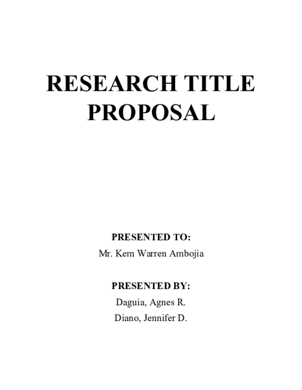 (DOC) RESEARCH TITLE PROPOSAL PRESENTED TO