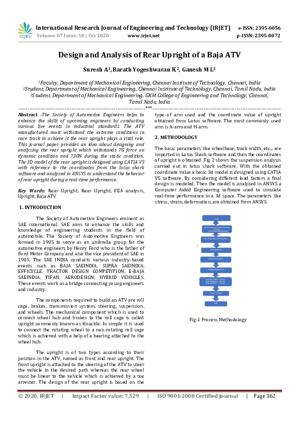 (PDF) IRJET- Design and Analysis of Rear Upright of a Baja ATV