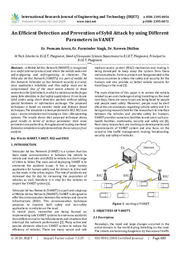 (PDF) Sybil Attack Detection in VANETs with Metrics