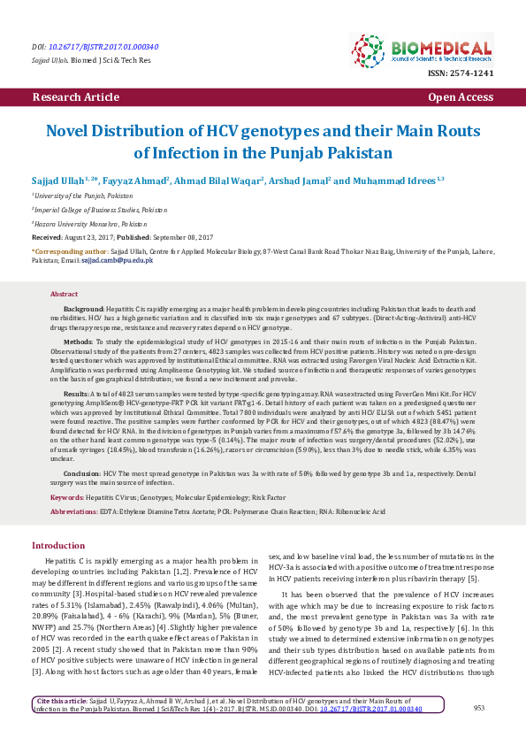 (PDF) Novel Distribution of HCV genotypes and their Main Routs of ...