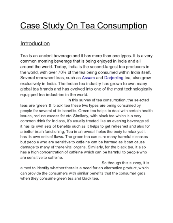 (PDF) Case Study On Tea Consumption