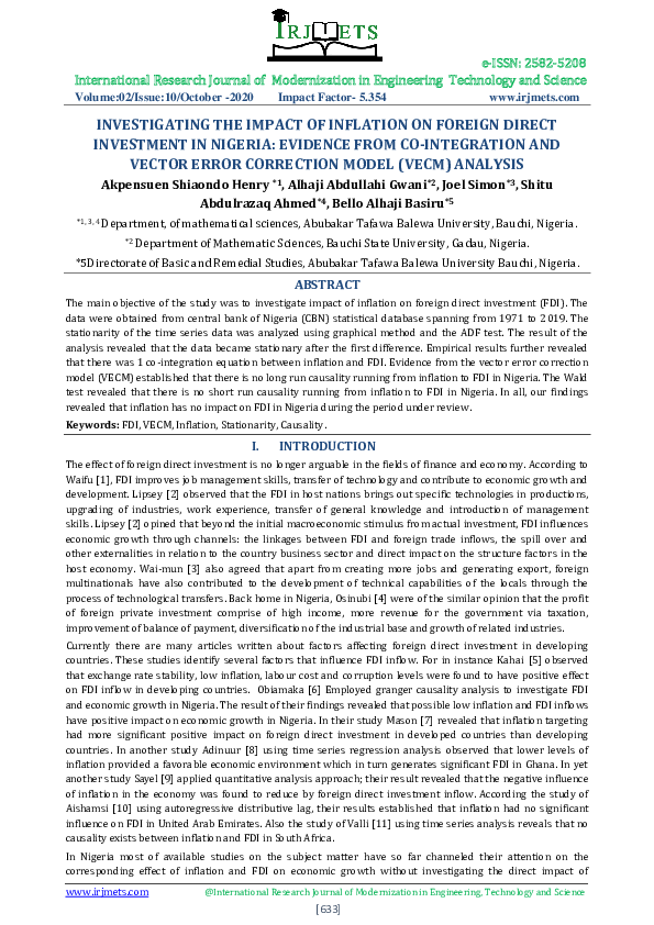 Pdf Investigating The Impact Of Inflation On Foreign Direct