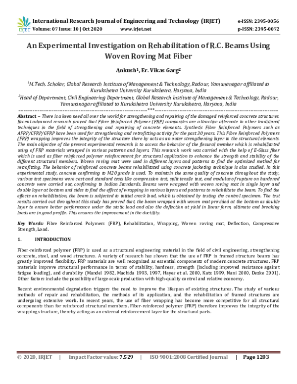 (PDF) IRJET- An Experimental Investigation on Rehabilitation of R.C ...