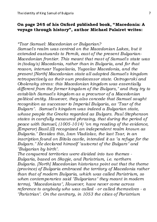 (PDF) King Samuel (Tsar Samuil) - Macedonian Or Bulgarian