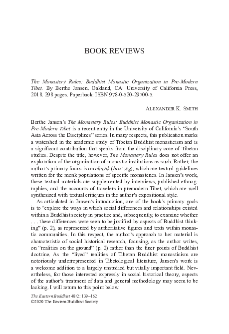(PDF) (Review) "The Monastery Rules: Buddhist Monastic Organization in ...