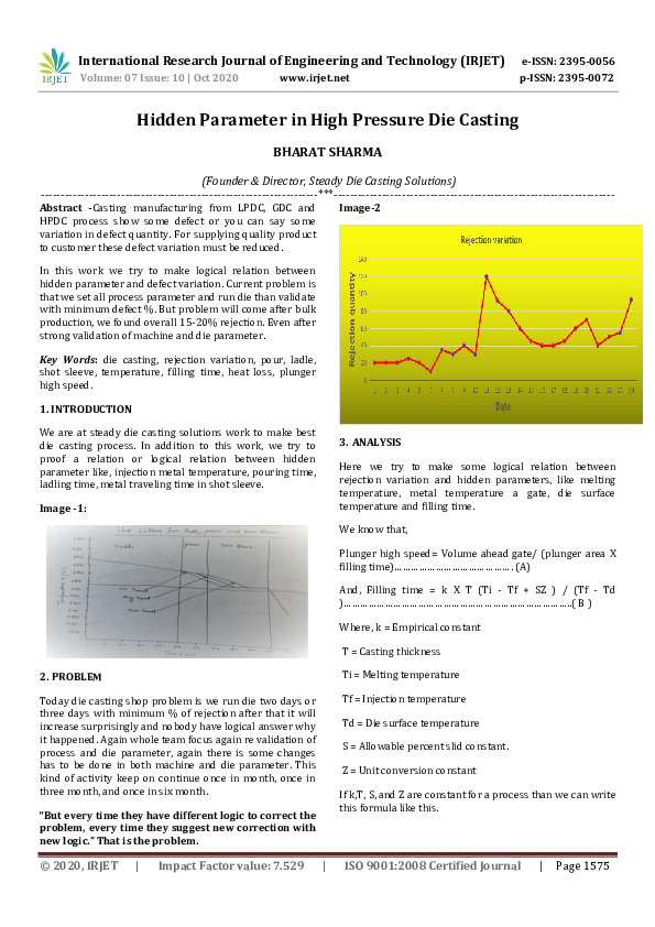 (PDF) IRJET- Hidden Parameter in High Pressure Die Casting