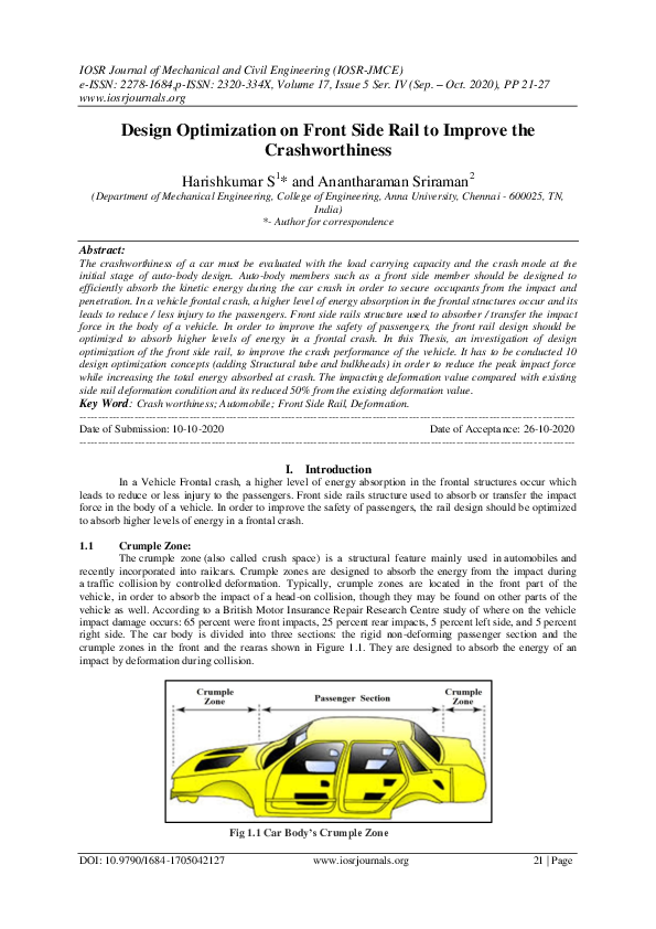 (PDF) Design Optimization on Front Side Rail to Improve the Crashworthiness