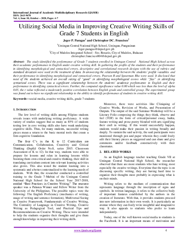 (PDF) Utilizing Social Media in Improving Creative Writing Skills of ...