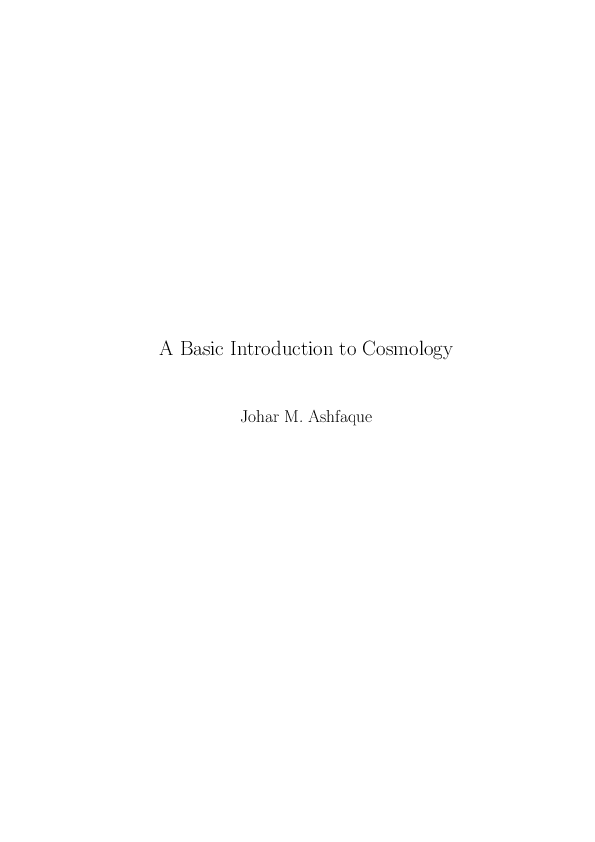(PDF) A Basic Introduction to Cosmology