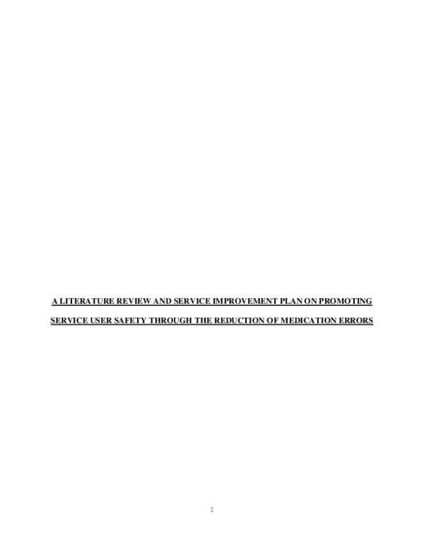 (PDF) A LITERATURE REVIEW AND SERVICE IMPROVEMENT PLAN ON PROMOTING ...