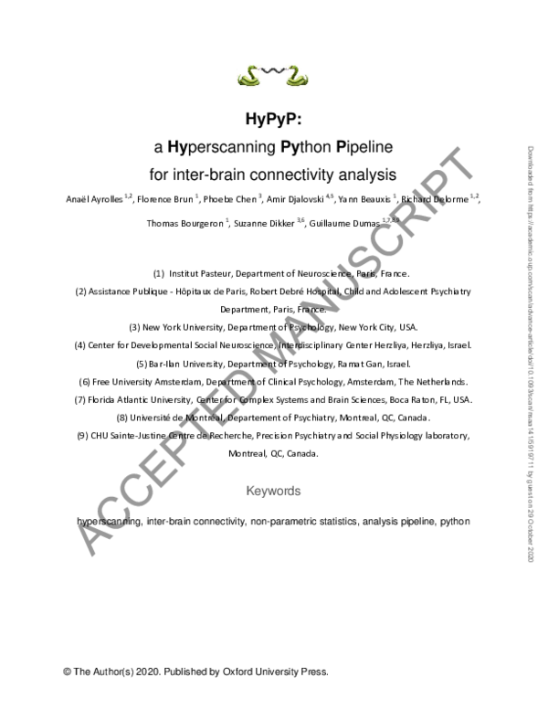 (PDF) HyPyP: a Hyperscanning Python Pipeline for inter-brain ...