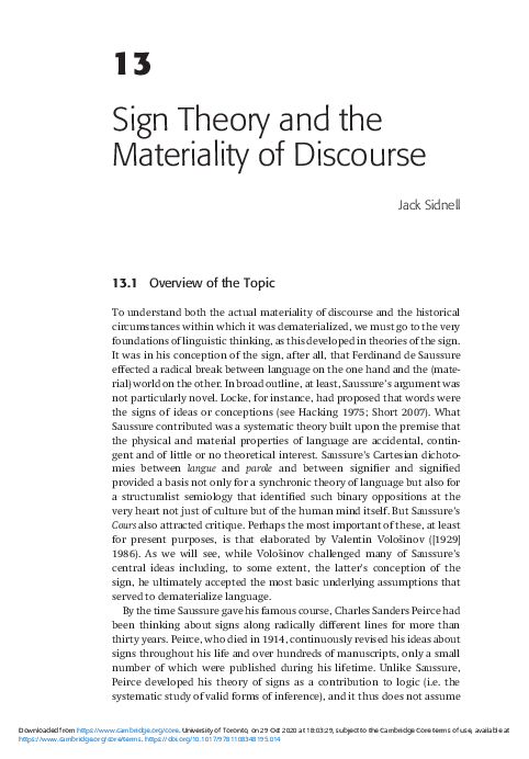 (PDF) Sign theory and the materiality of discourse