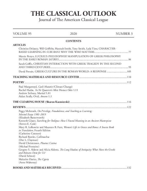 (PDF) Review of *Plautus: Casina*, by David Christenson (Bloomsbury ...