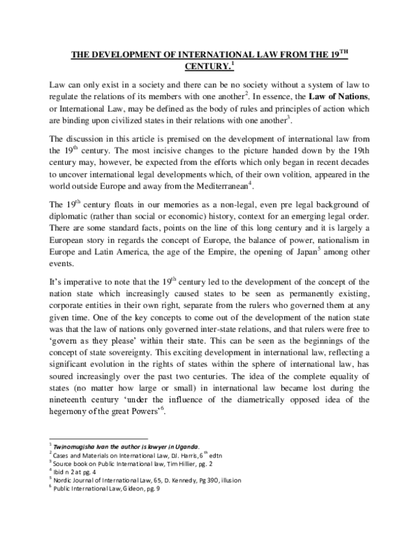 (PDF) THE DEVELOPMENT OF INTERNATIONAL LAW FROM THE 19 TH CENTURY.