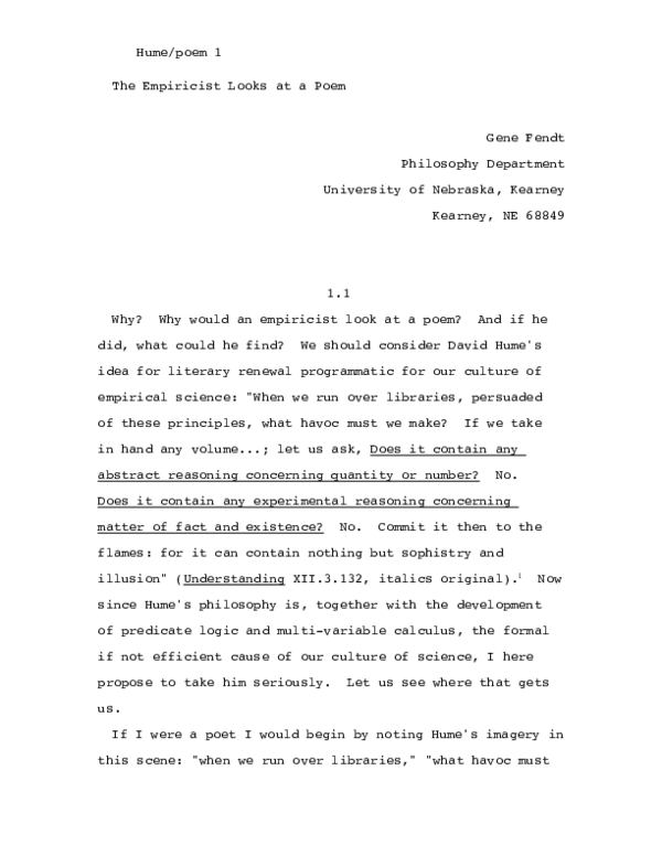 (PDF) The Empiricist Looks at a Poem | Gene Fendt - Academia.edu