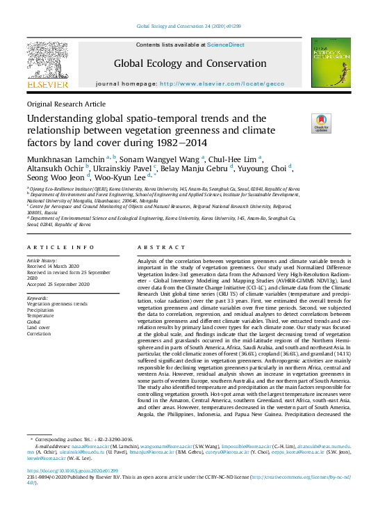 Pdf Understanding Global Spatio Temporal Trends And The Relationship Between Vegetation