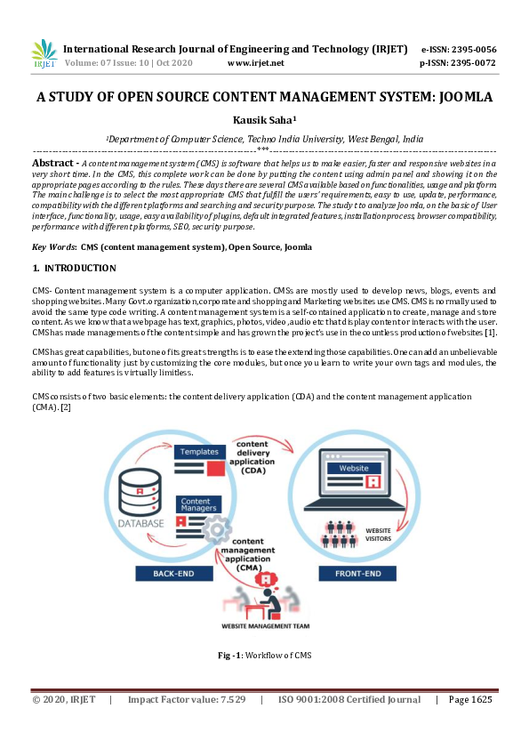 (PDF) IRJET- A STUDY OF OPEN SOURCE CONTENT MANAGEMENT SYSTEM: JOOMLA