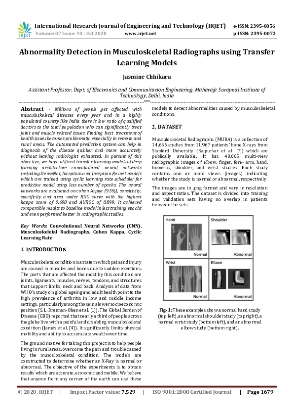 (PDF) IRJET- Abnormality Detection in Musculoskeletal Radiographs using ... (PDF) IRJET- Abnormality Detection in Musculoskeletal Radiographs using ...