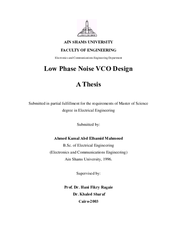 (PDF) Low Phase Noise VCO Design