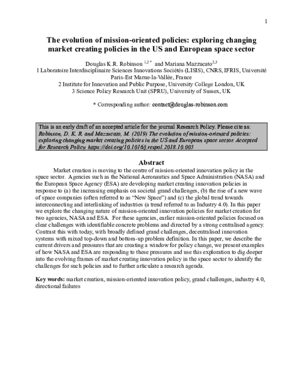 (PDF) The evolution of mission-oriented policies: exploring changing ...
