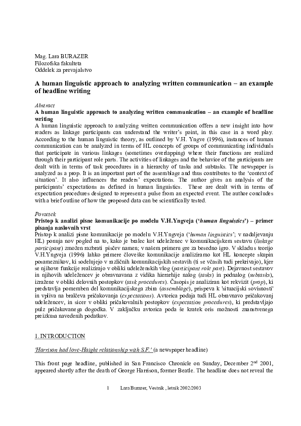 (PDF) An HL example of headline writing