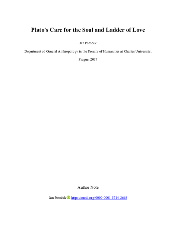 (PDF) Plato's Care for the Soul and Ladder of Love