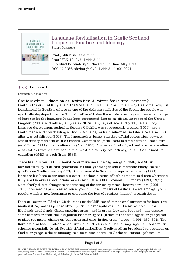 (PDF) Language Revitalisation in Gaelic Scotland (EUP)