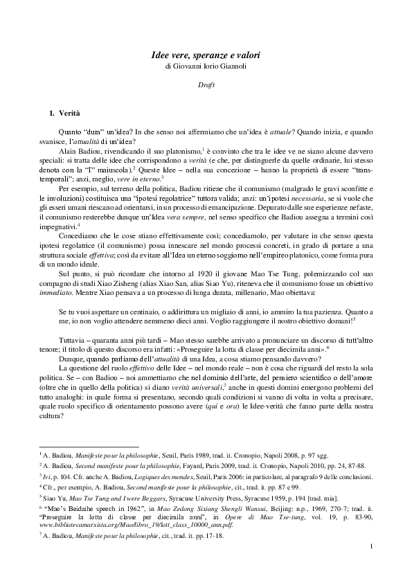 (PDF) Idee vere, speranze, valori