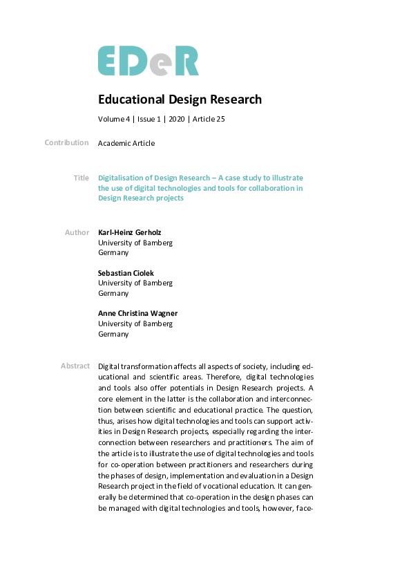 (PDF) Digitalisation of Design Research -A case study to illustrate the ...