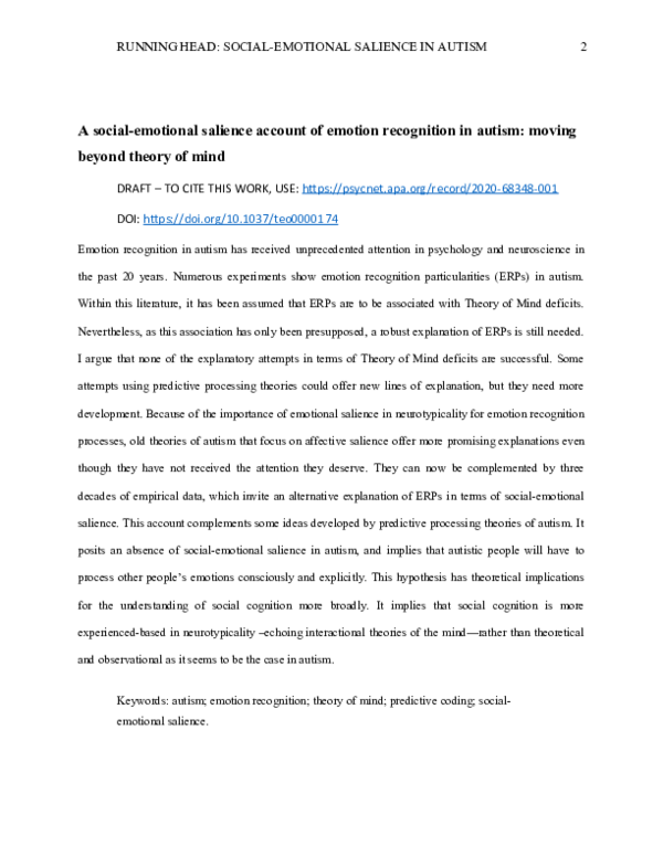(DOC) A social-emotional salience account of emotion recognition in ...