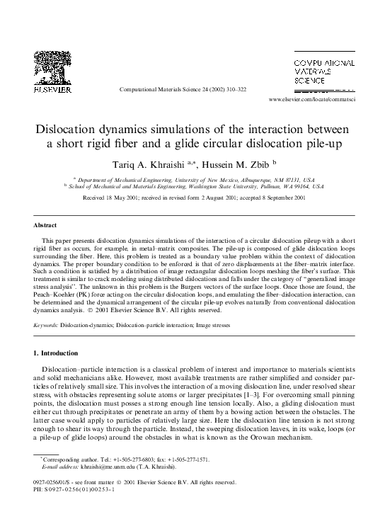 (PDF) Dislocation dynamics simulations of the interaction between a short rigid fiber and a ...