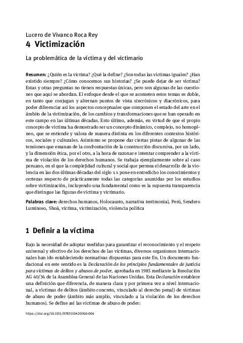 (PDF) Victimización: la problemática de la víctima y del victimario