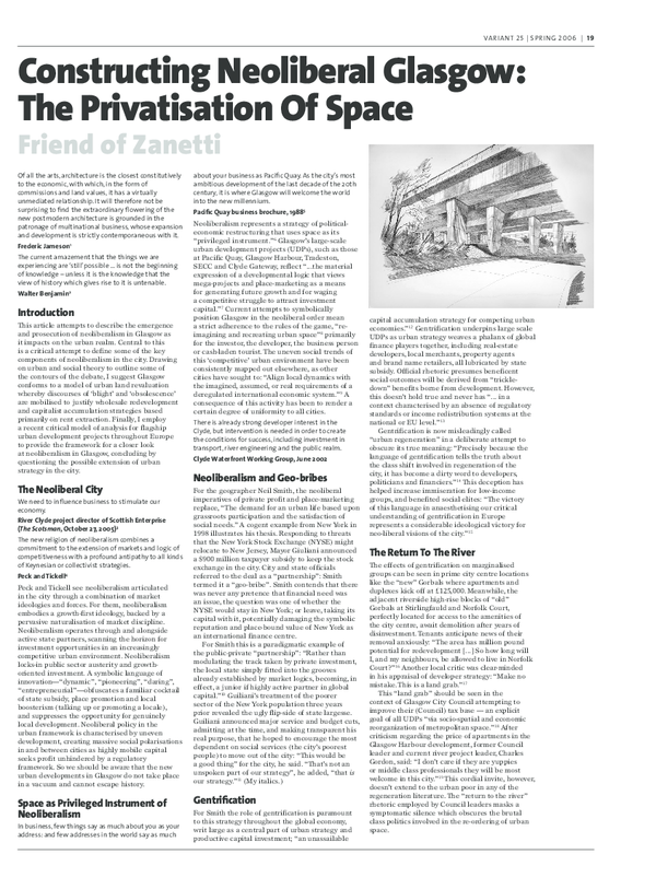 (PDF) Constructing Neoliberal Glasgow: The Privatisation Of Space