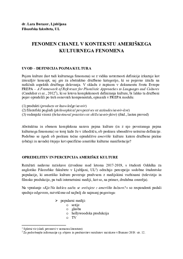 (PDF) Fenomen Chanel v kontekstu ameriškega kulturnega fenomena