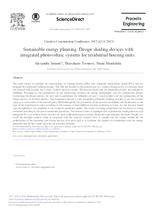 (PDF) ScienceDirect Sustainable energy planning. Design shading devices ...