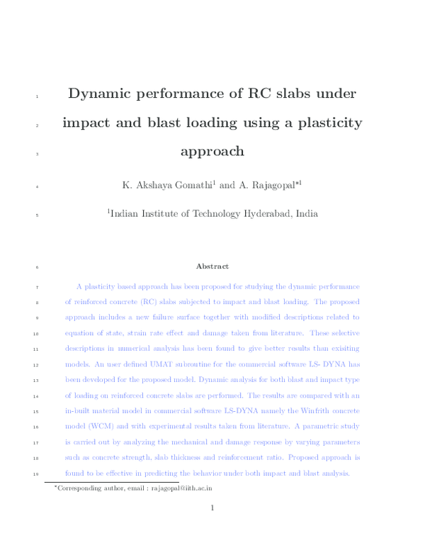 (PDF) Plasticity based damage model for concrete under dynamic loads